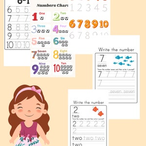 Number Poster and Worksheets for Kids Toddler Numbers Workbook Number ...