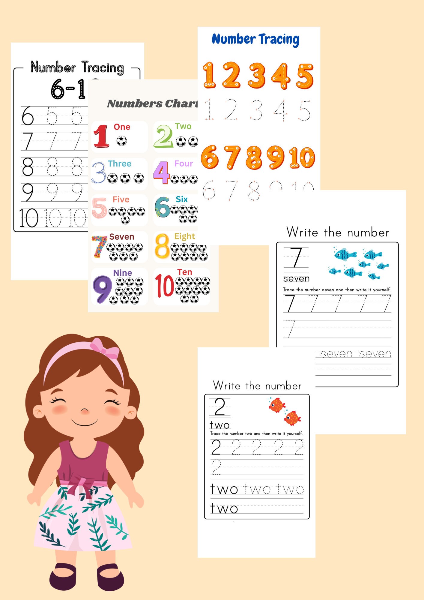 Number Poster and Worksheets for Kids Toddler Numbers Workbook Number ...