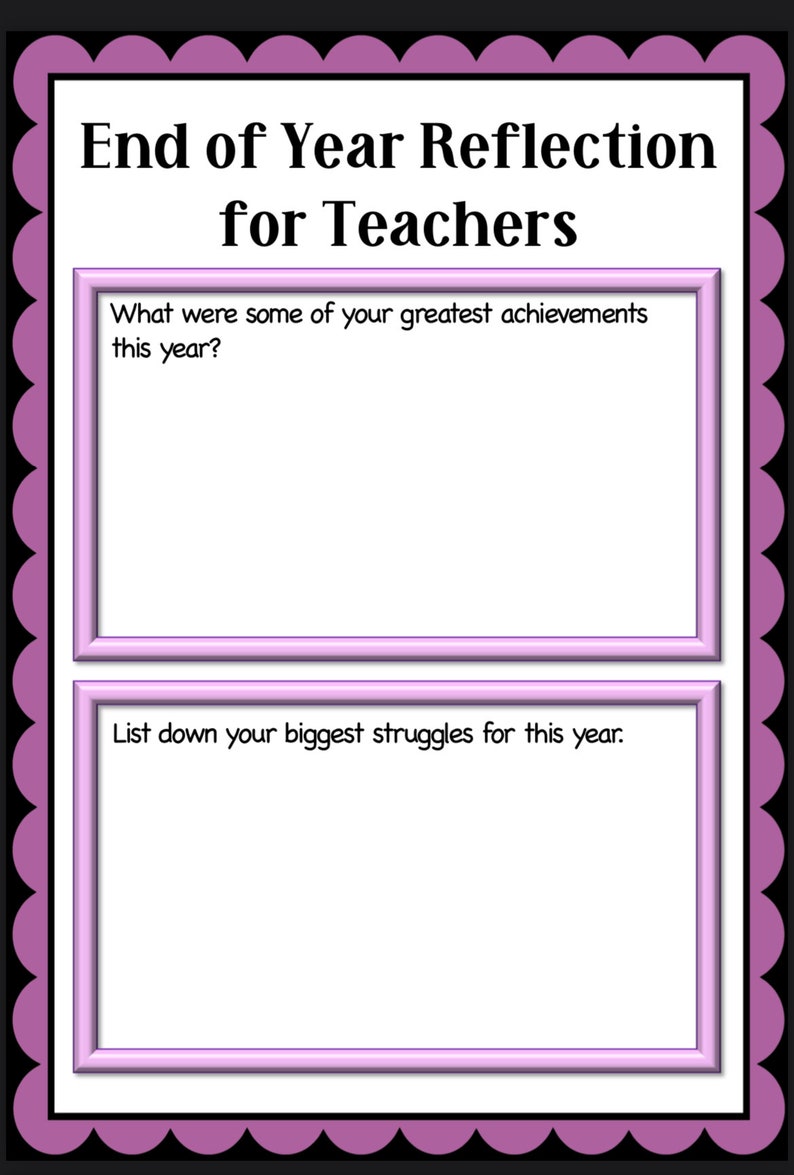 End of Year Teacher Reflection - Etsy