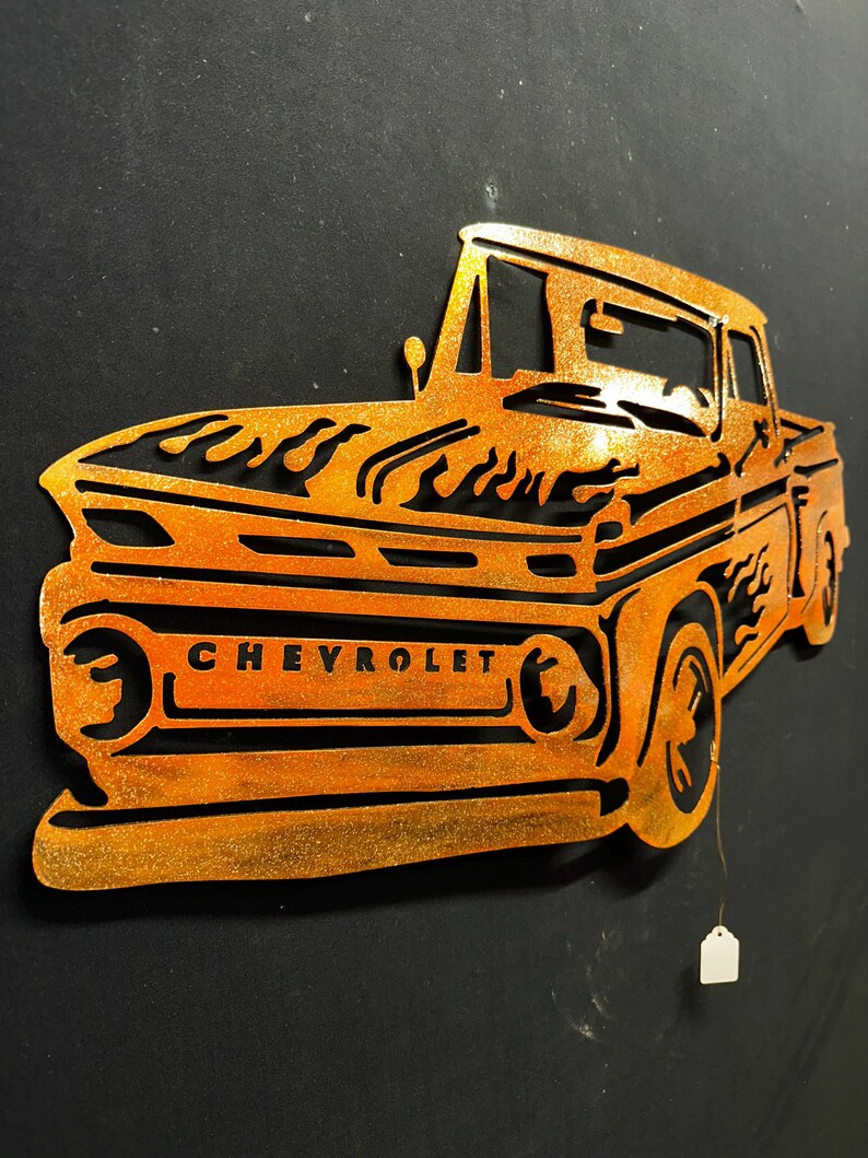 Square Body Chevy - Flames -metal Sign - Wall Art - Etsy