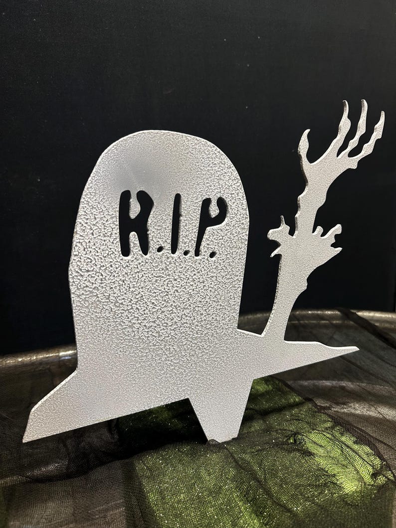 RIP Gravestone With Zombie Hand Stake Halloween Metal Art - Etsy