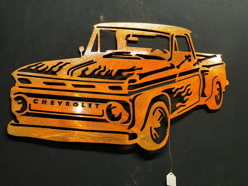 Square Body Chevy - Flames -metal Sign - Wall Art - Etsy