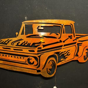 Square Body Chevy - Flames -metal Sign - Wall Art - Etsy
