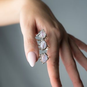 Genuine Rainbow Moonstone Ring, Moonstone Silver Ring, Moonstone Statement Ring, Boho Ring - Etsy