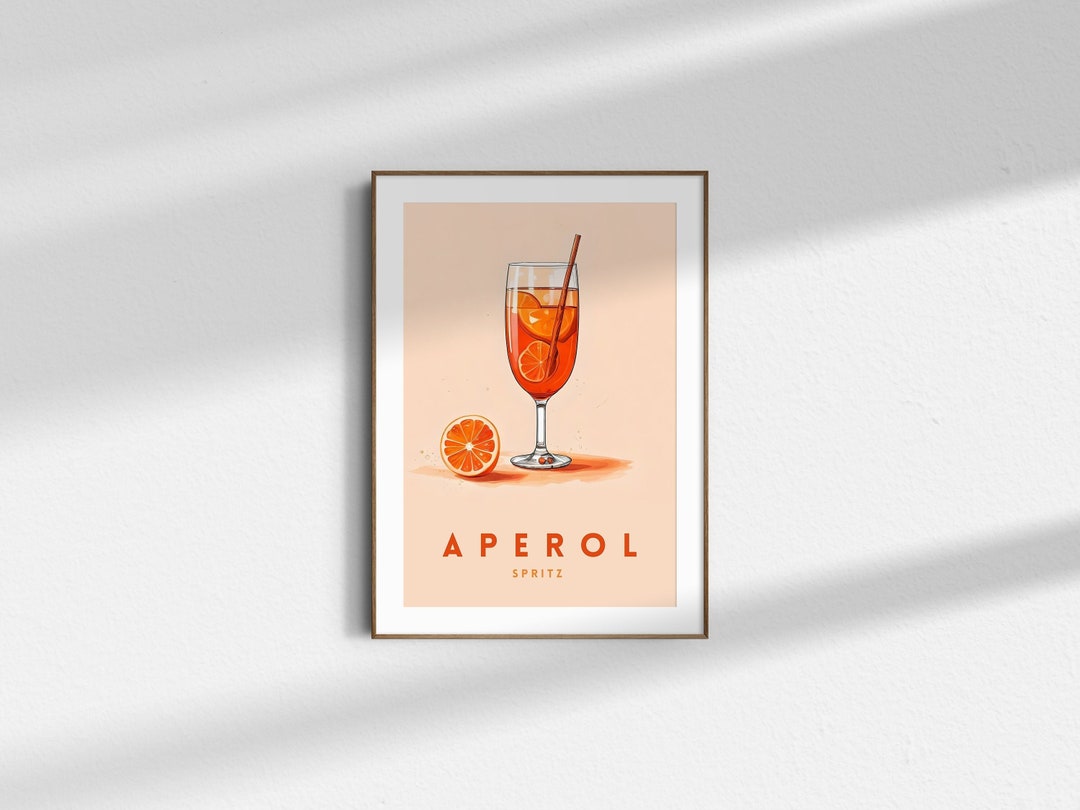 Aperol Spritz Cocktail Poster, Bar Cart Print, Alcohol Poster - Digital ...