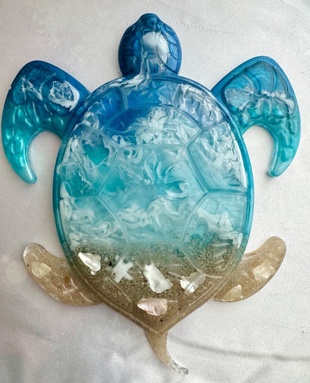 Ocean Waves Turtle, Real Sand and Shells, Coastal Decor, Beach Art ...