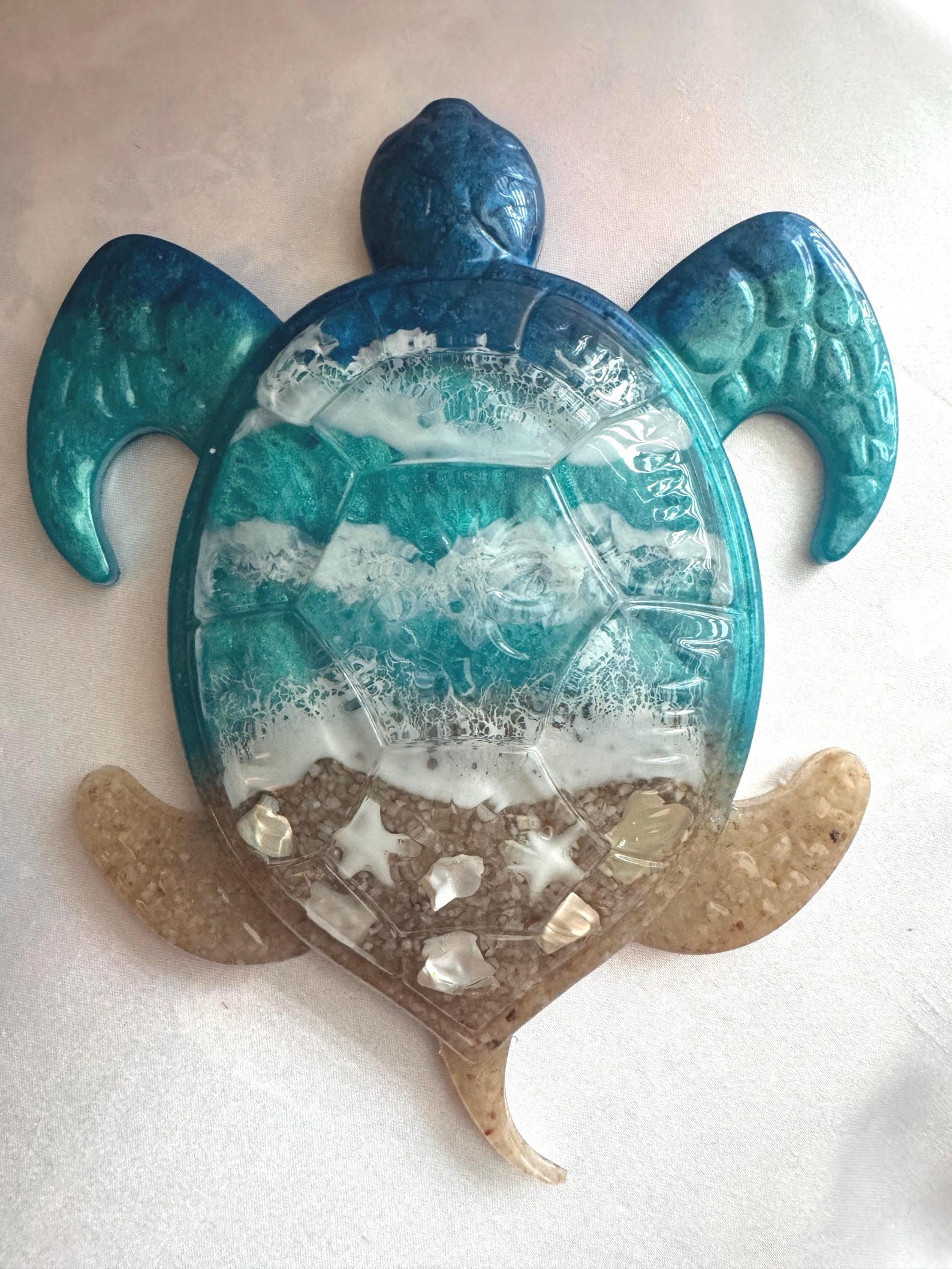 Ocean Waves Turtle, Real Sand and Shells, Coastal Decor, Beach Art ...