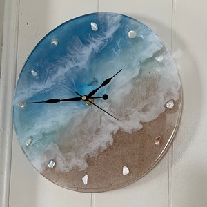 Ocean Waves Clock, Resin Art Clock, Ocean Wave Clock, Handmade Clock ...