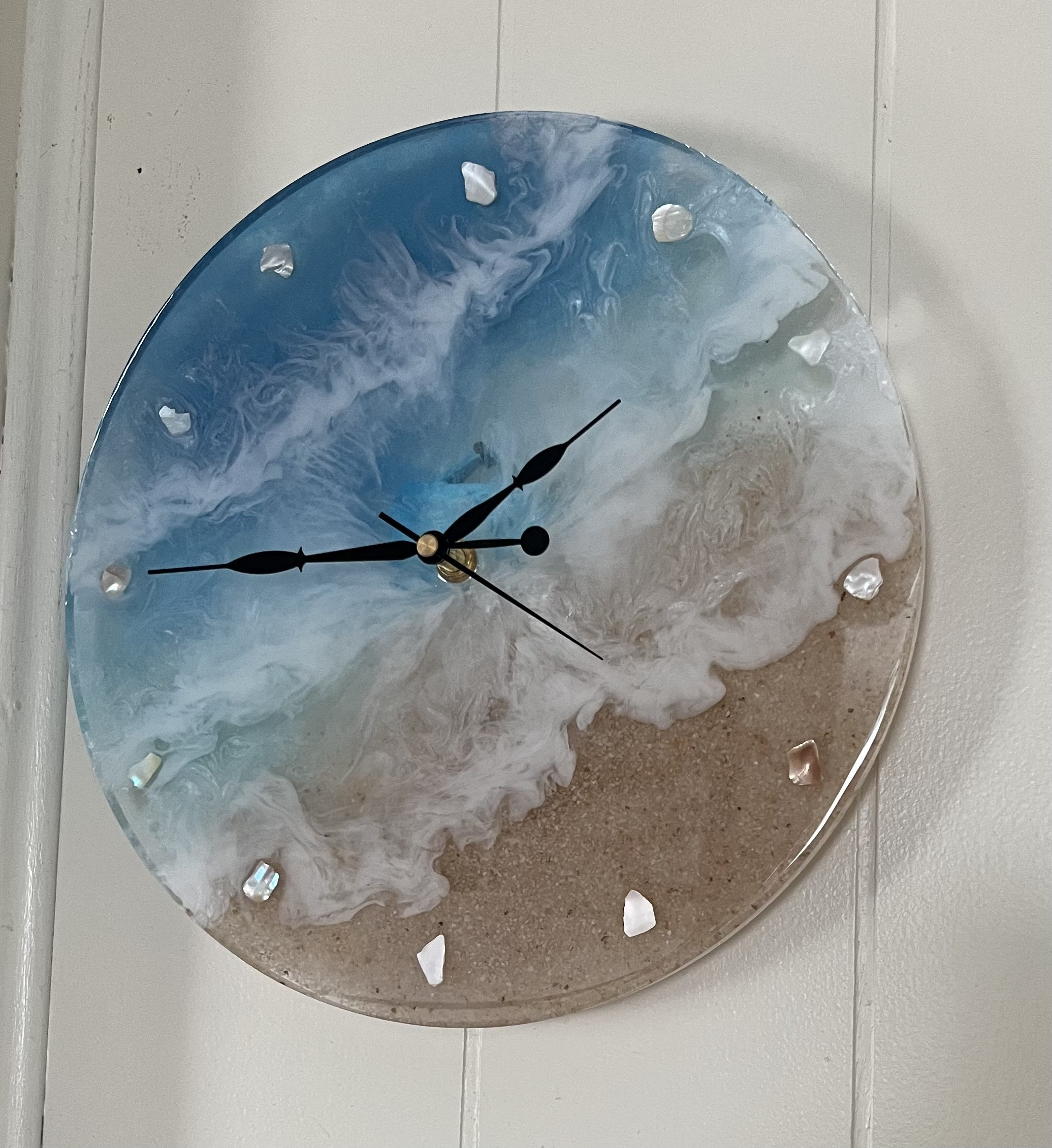 Ocean Waves Clock, Resin Art Clock, Ocean Wave Clock, Handmade 12 or 14 ...