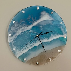 Ocean Waves Clock, Resin Art Clock, Ocean Wave Clock, Handmade Clock ...