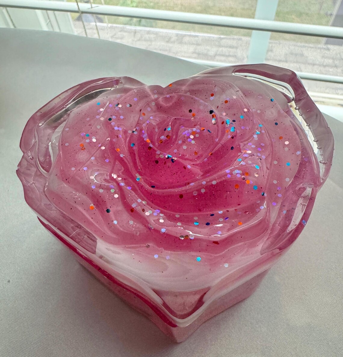 Resin Rose Heart 3D Box, Heart Box, Love Box, Pastel Heart Box, Trinket ...