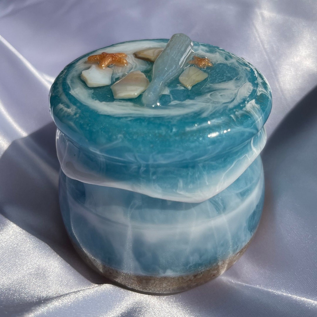 Ocean Jar, Beach Stash Jar, Ocean Gift, Stash Jar, Resin Jar, Ocean ...