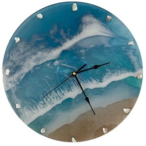 Ocean Waves Clock, Resin Art Clock, Ocean Wave Clock, Handmade Clock ...