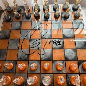 Custom Resin Chess Set, Epoxy Resin Chess Set, Custom Boardgame, Ocean ...