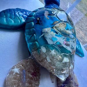Giant Ocean Turtle, Giant Resin Turtle, Real Sand and Shells, Coastal ...