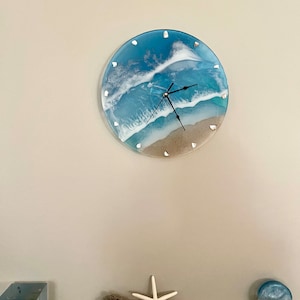 Ocean Waves Clock, Resin Art Clock, Ocean Wave Clock, Handmade Clock ...