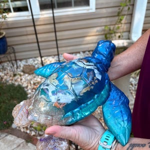 Giant Ocean Turtle, Giant Resin Turtle, Real Sand and Shells, Coastal ...