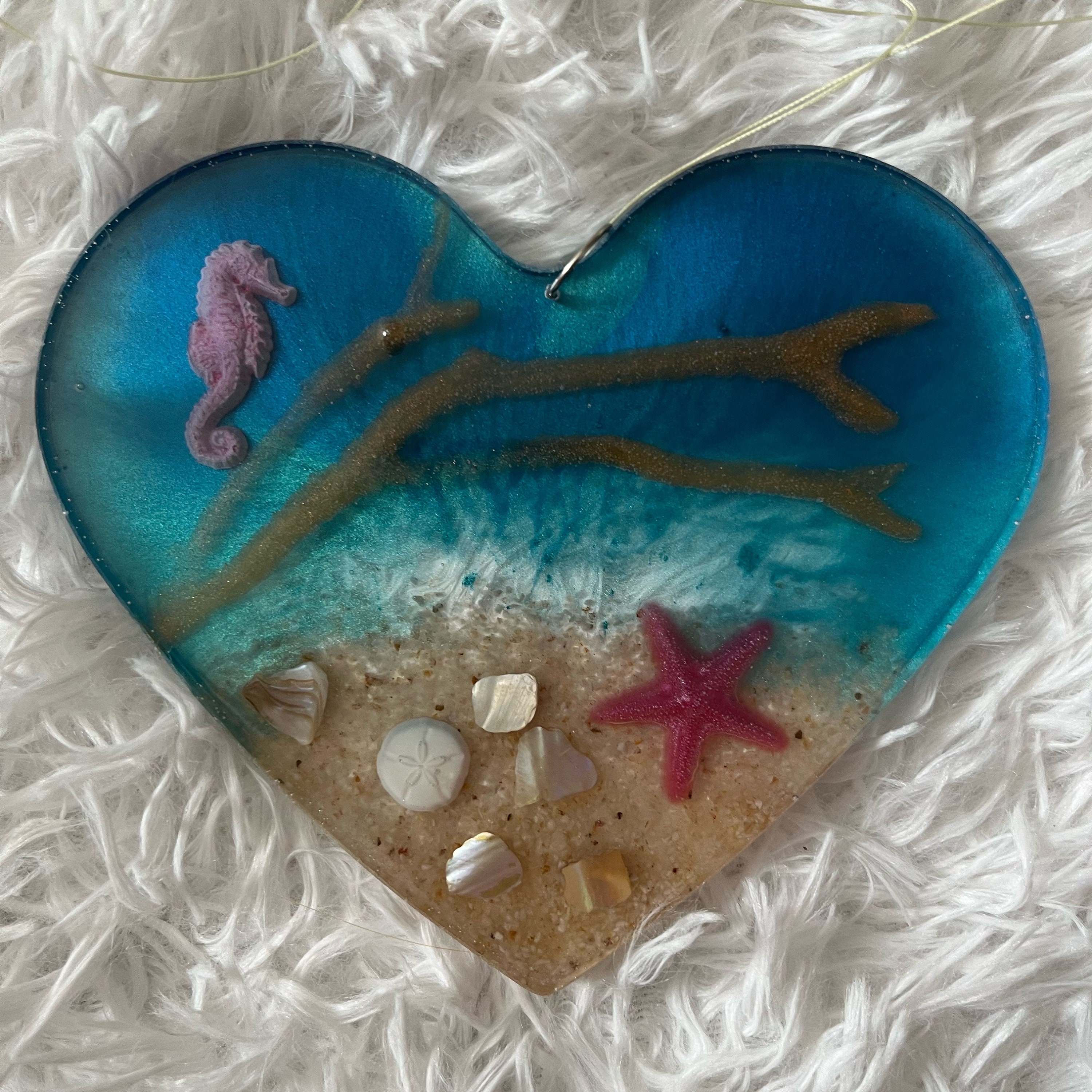 Large Ocean Sun Catcher, Resin Ocean Wave With Starfish, Sea Turtle ...