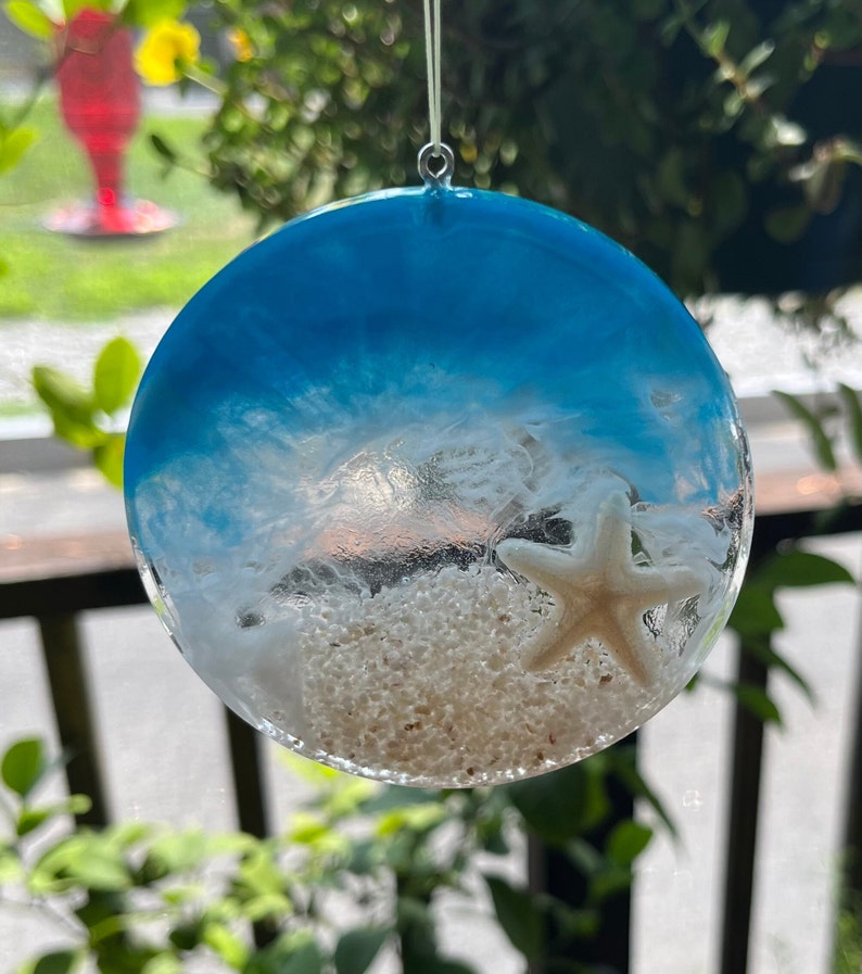 Small Starfish Ocean Sun Catcher, Beach House Decor, Large Ocean Sun ...