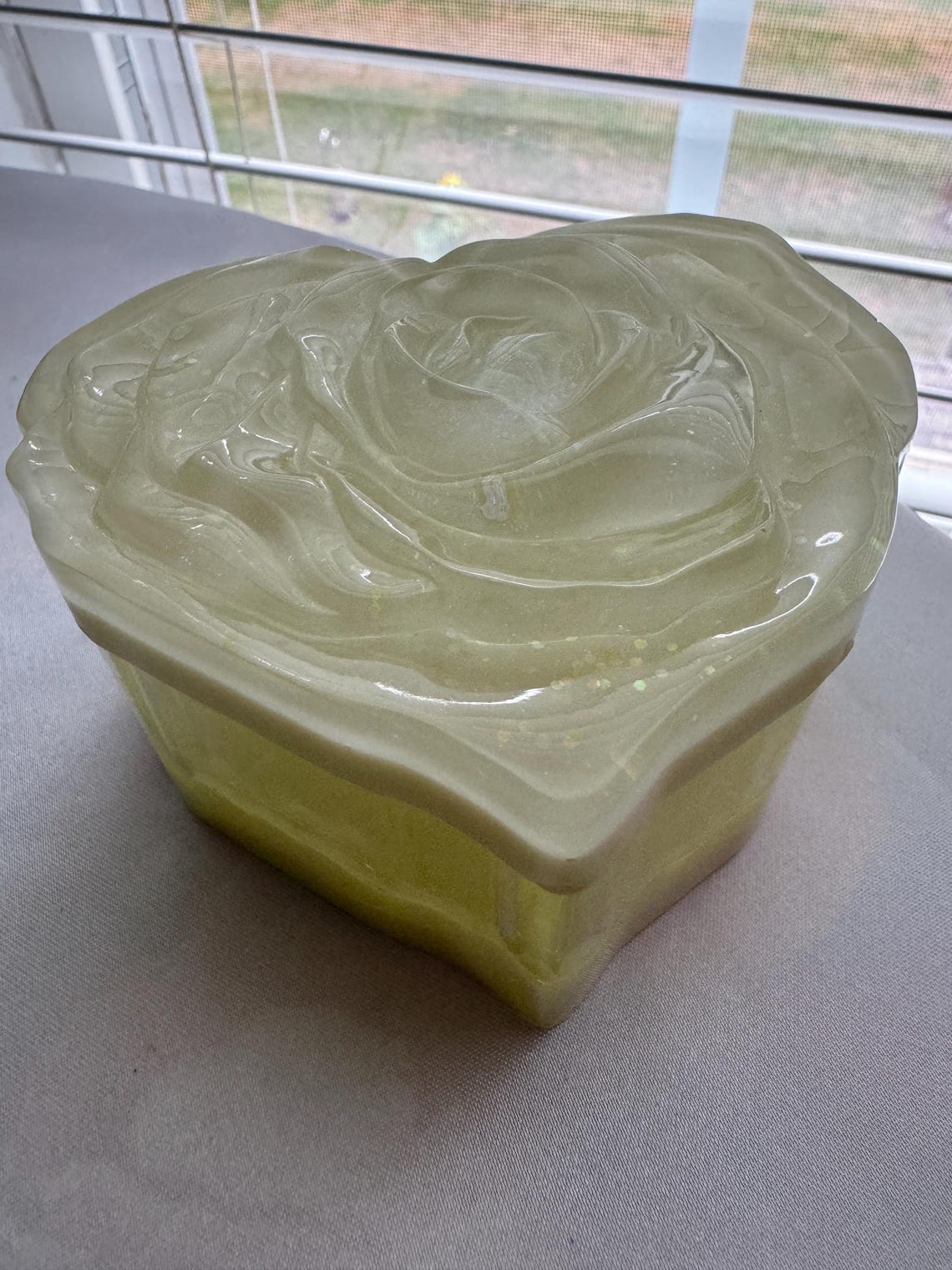 Resin Rose Heart 3D Box, Heart Box, Love Box, Pastel Heart Box, Trinket ...