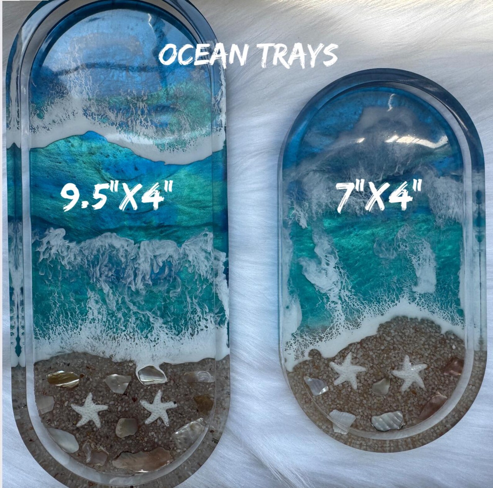 Ocean Resin Tray, Beach Resin Tray, 9.5 Inch Trinkets Tray, Jewelry ...