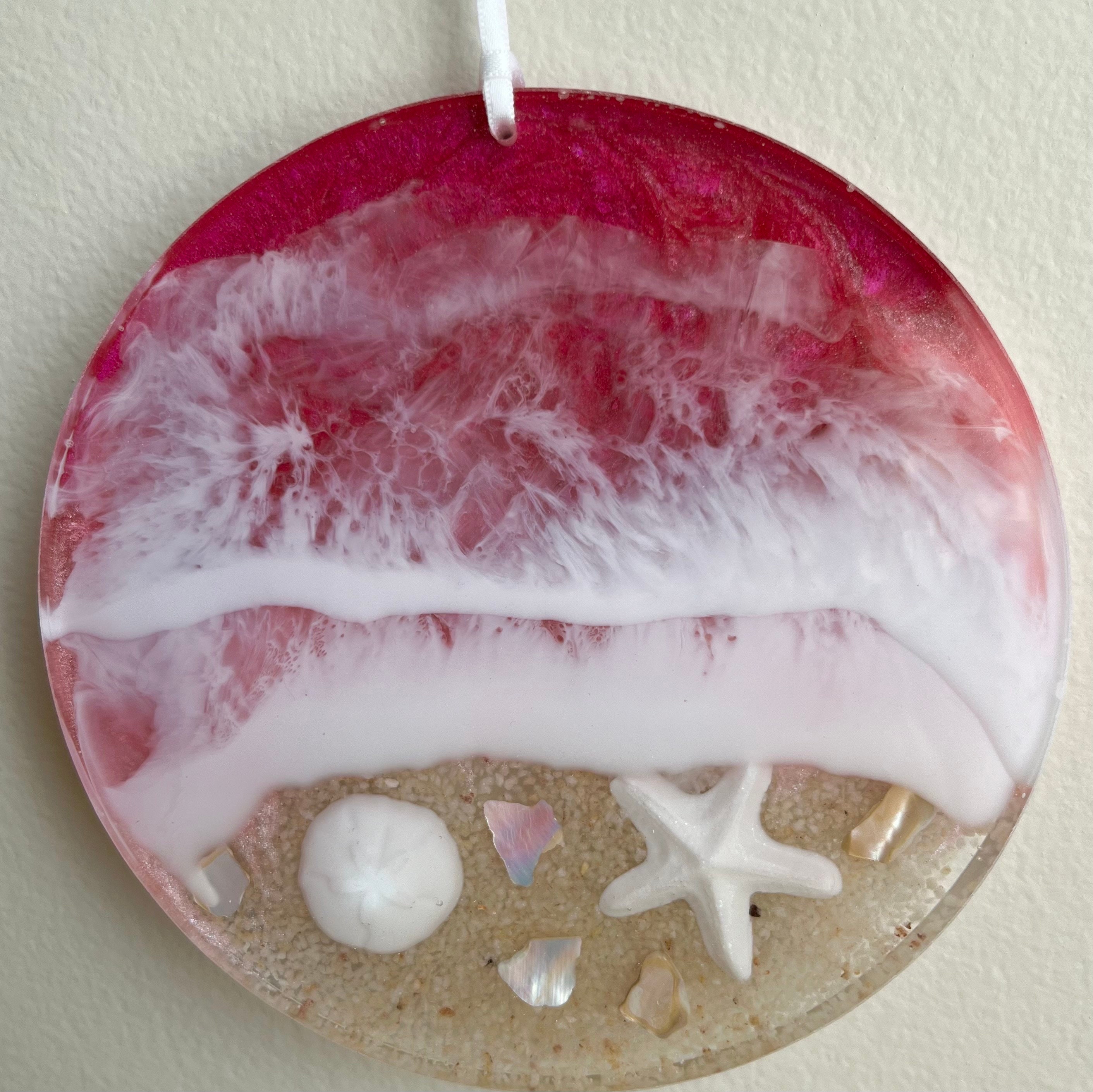 Large Ocean Sun Catcher, Resin Ocean Wave With Starfish, Sea Turtle ...