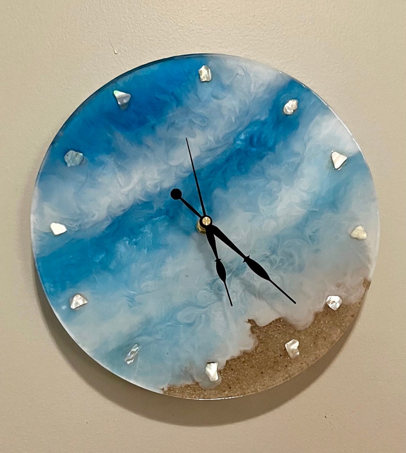 Ocean Waves Clock, Resin Art Clock, Ocean Wave Clock, Handmade 12 or 14 ...