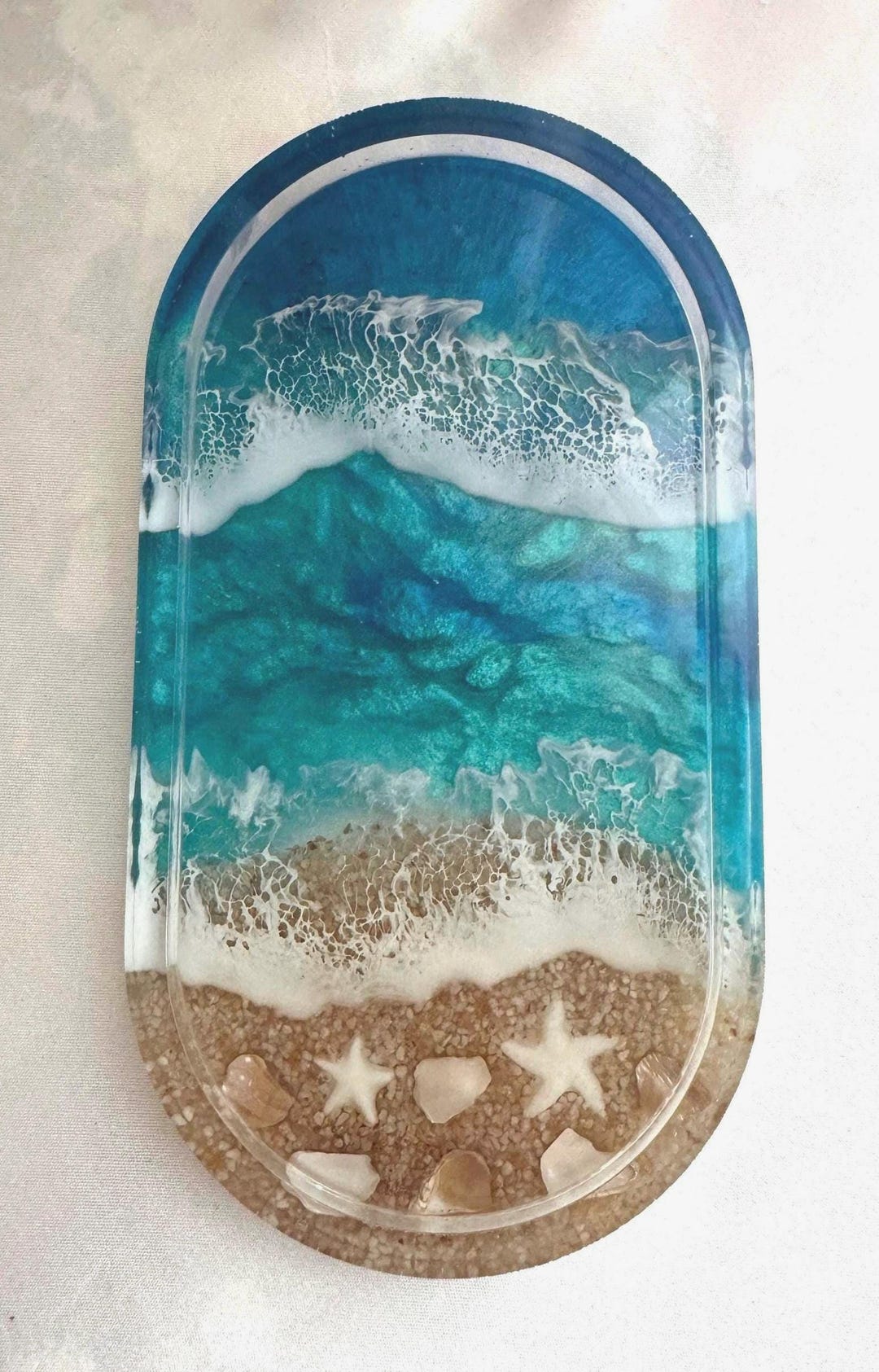 Ocean Resin Tray, Beach Resin Tray, 7 Inch Trinkets Tray, Jewelry Tray ...