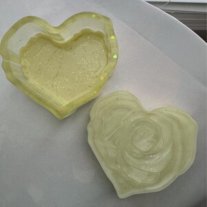 Resin Rose Heart 3D Box, Heart Box, Love Box, Pastel Heart Box, Trinket ...