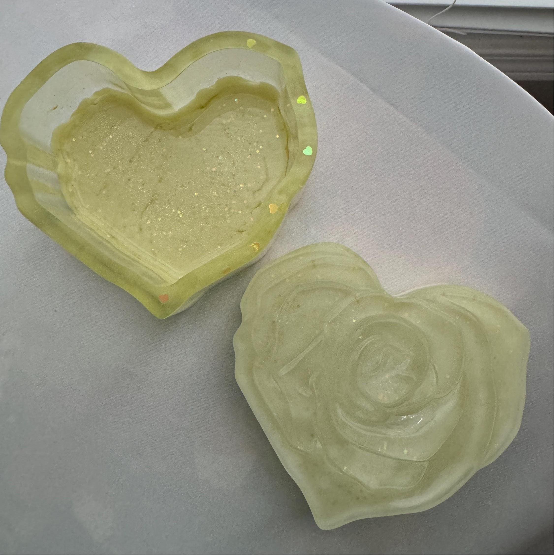 Resin Rose Heart 3D Box, Heart Box, Love Box, Pastel Heart Box, Trinket ...