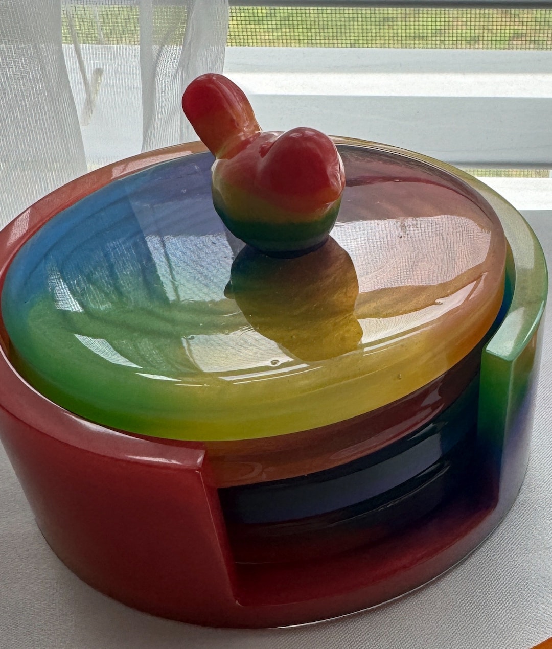Rainbow Coasters (set of 4), Resin Coasters Set, Rainbows, Coffee Table ...