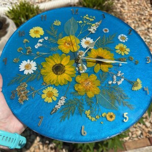 Custom Flower Clock, Custom Floral Resin Clock, Resin Clock, Real Dried ...