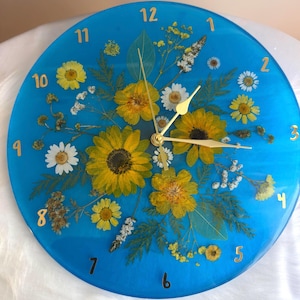 Custom Flower Clock, Custom Floral Resin Clock, Resin Clock, Real Dried ...