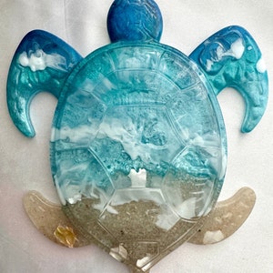Ocean Waves Turtle, Real Sand and Shells, Coastal Decor, Beach Art ...