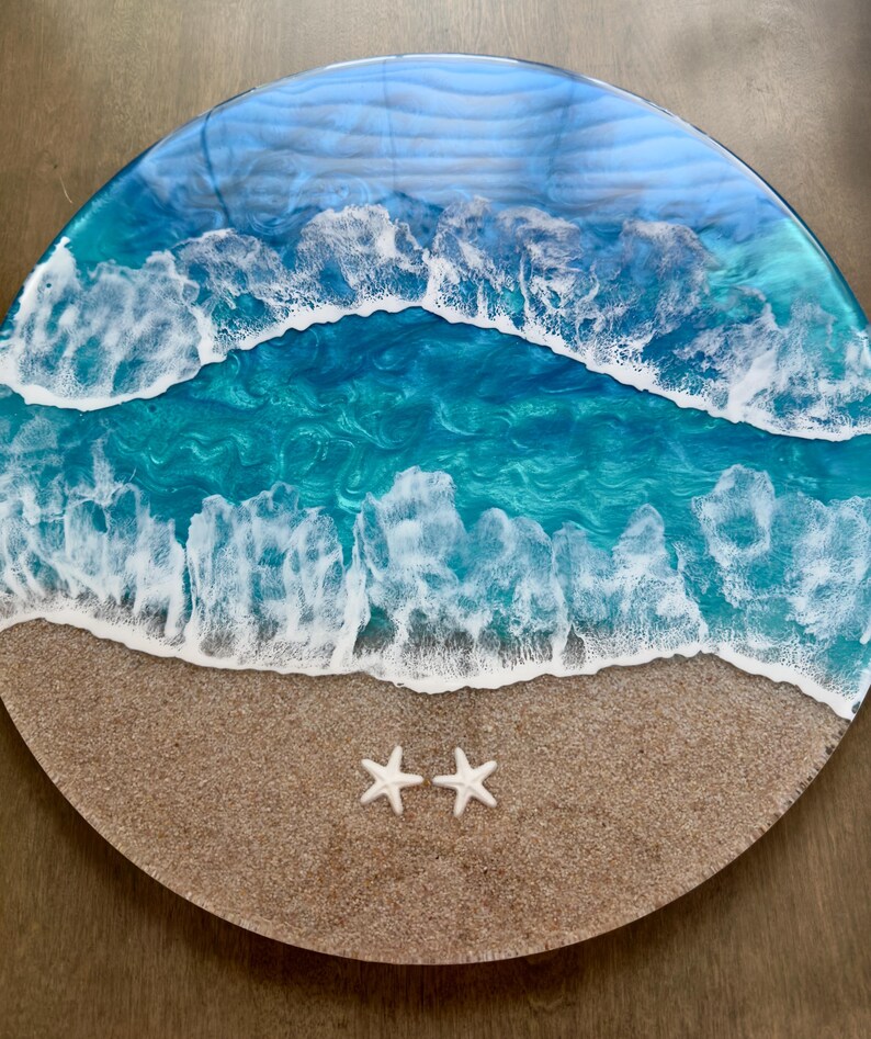 20” Ocean Resin Tray, Beach Resin Tray, Large Resin Tray, Ocean Resin ...