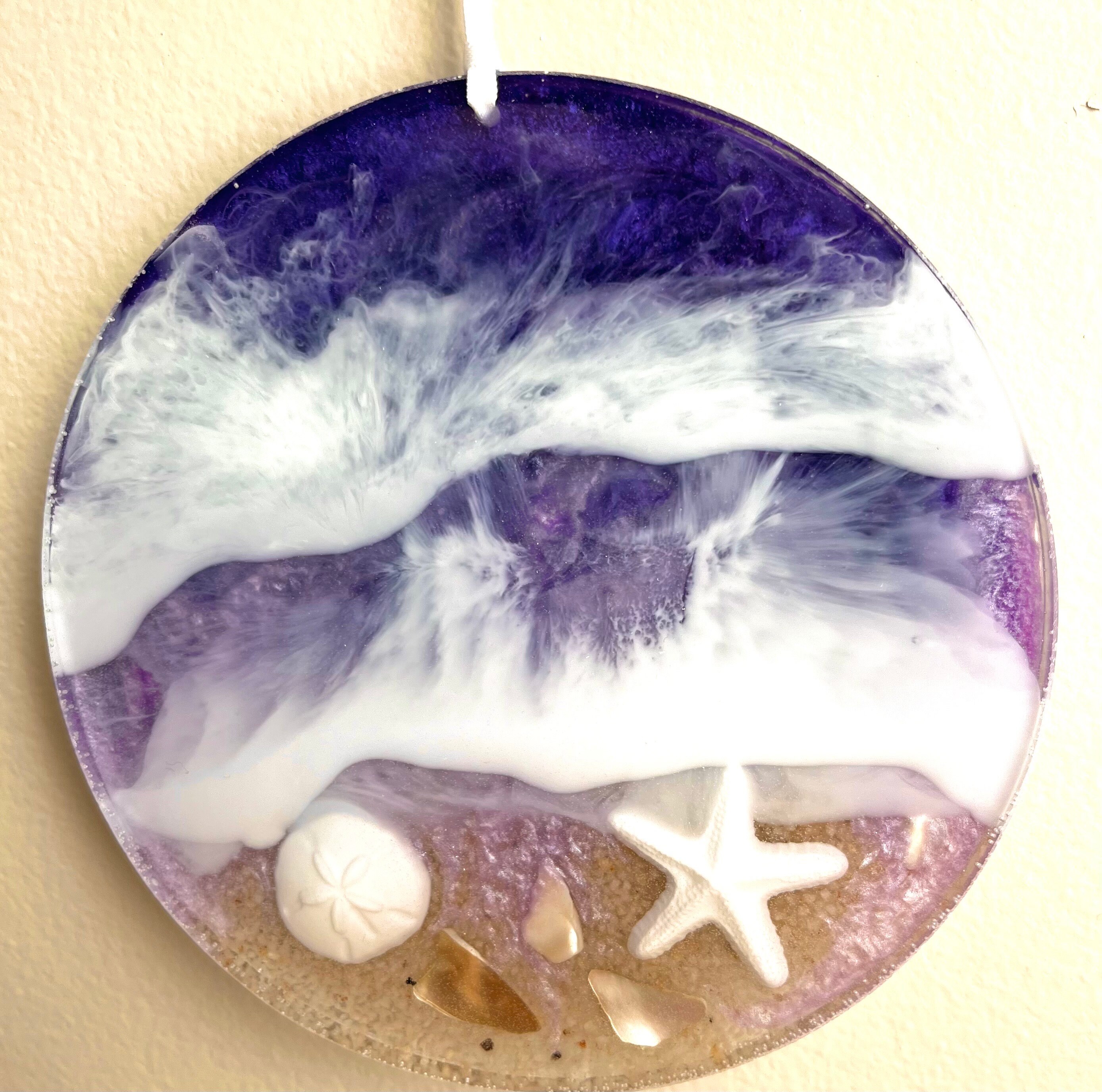 Large Ocean Sun Catcher, Resin Ocean Wave With Starfish, Sea Turtle ...