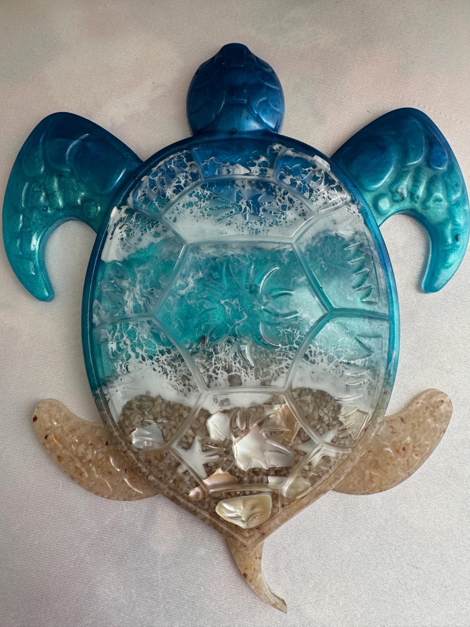 Ocean Waves Turtle, Real Sand and Shells, Coastal Decor, Beach Art ...