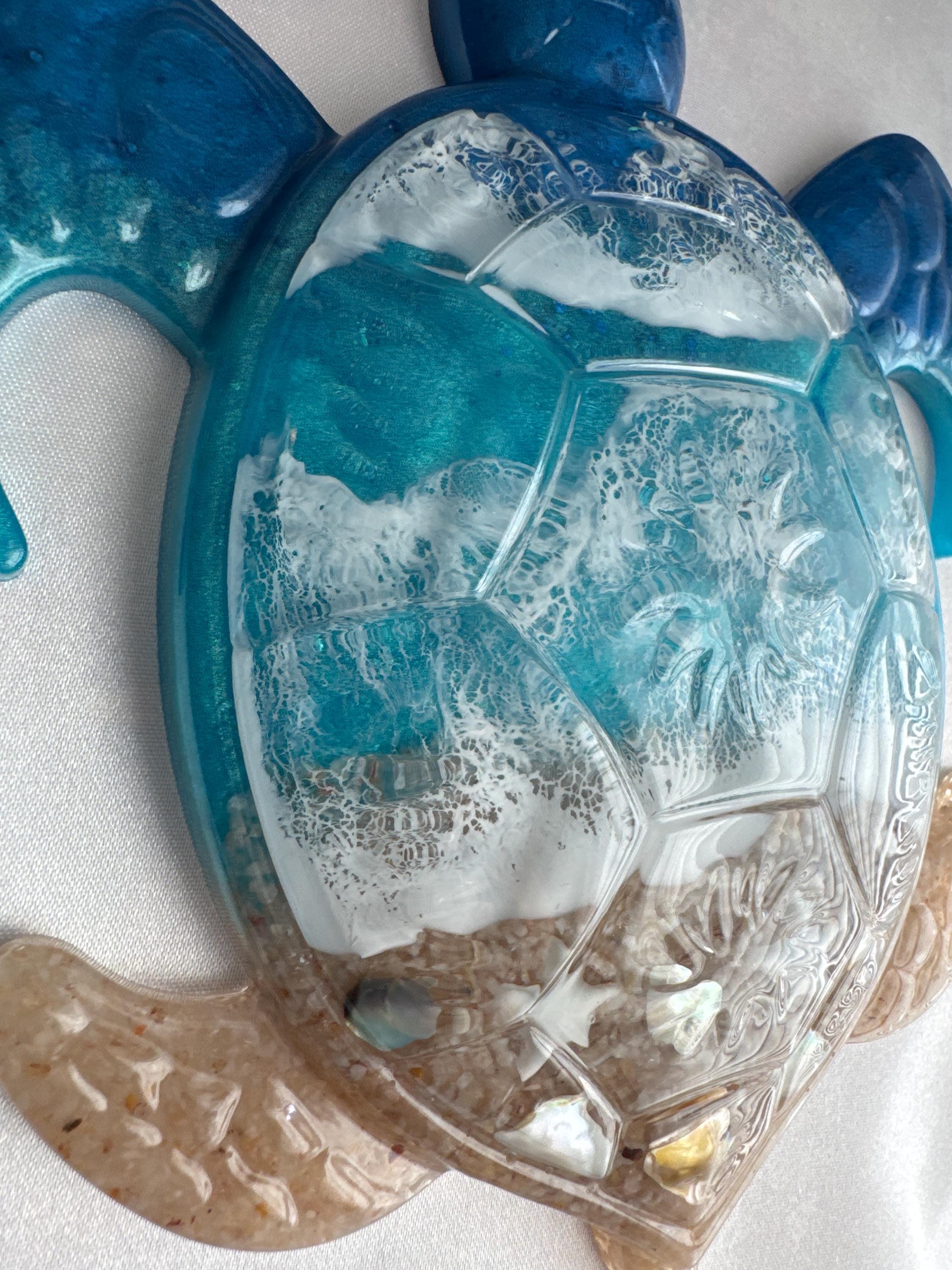 Ocean Waves Turtle, Real Sand and Shells, Coastal Decor, Beach Art ...