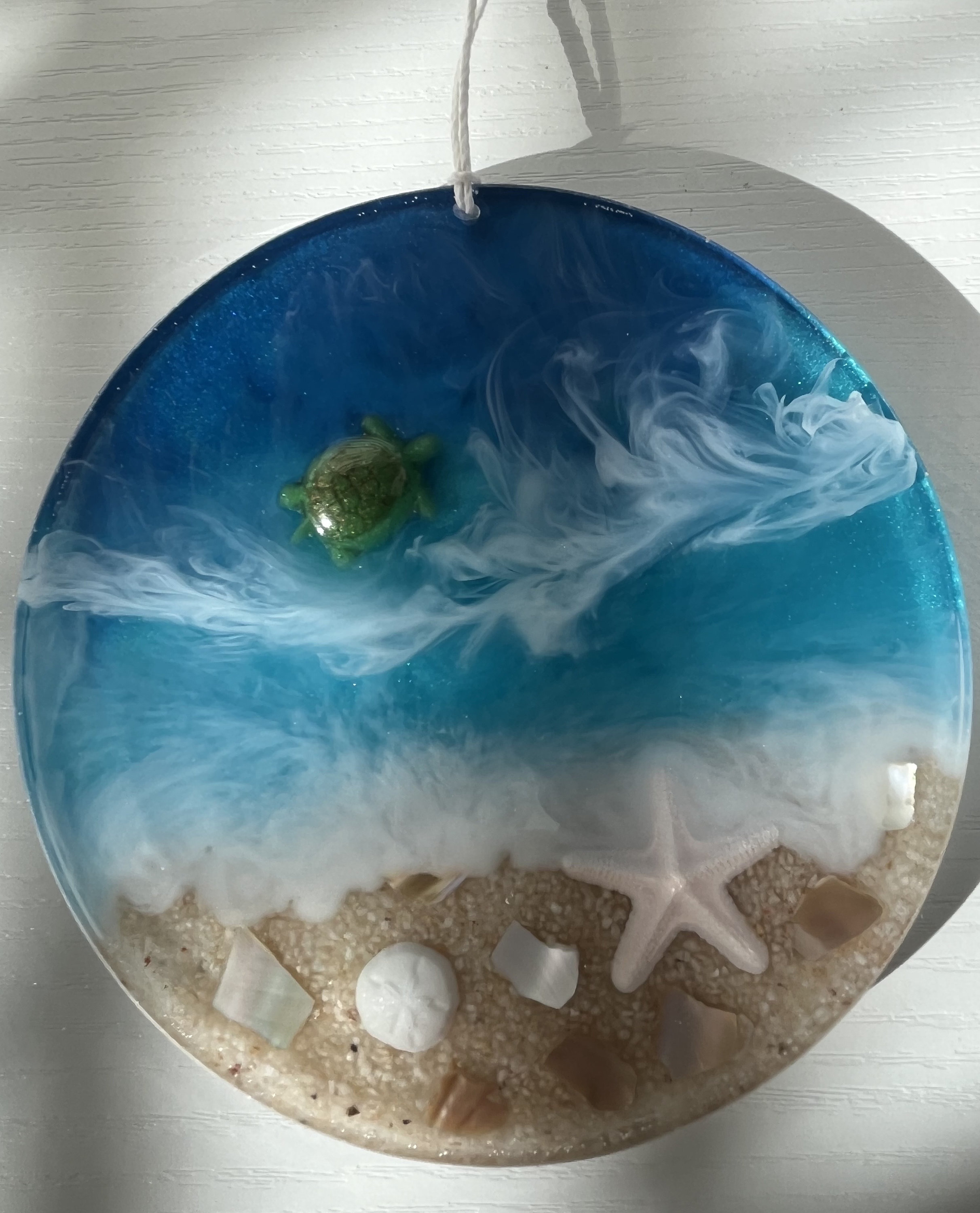 Large Ocean Sun Catcher, Resin Ocean Wave With Starfish, Sea Turtle ...