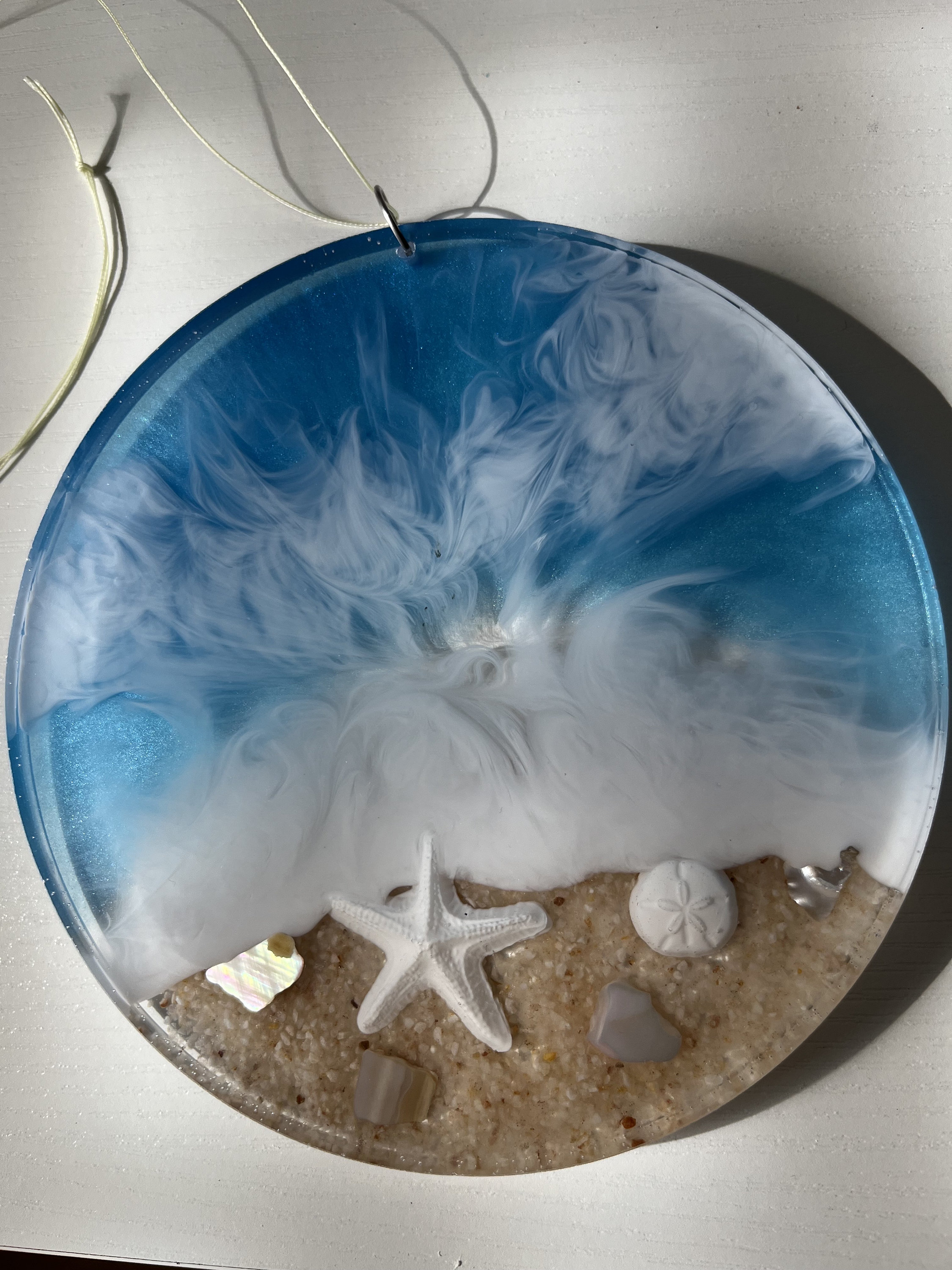 Large Ocean Sun Catcher, Resin Ocean Wave With Starfish, Sea Turtle ...