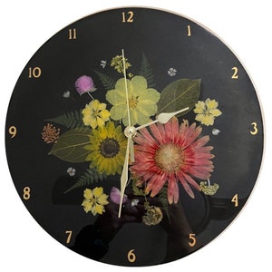Custom Flower Clock, Custom Floral Resin Clock, Resin Clock, Real Dried ...