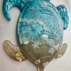Ocean Waves Turtle, Real Sand and Shells, Coastal Decor, Beach Art ...