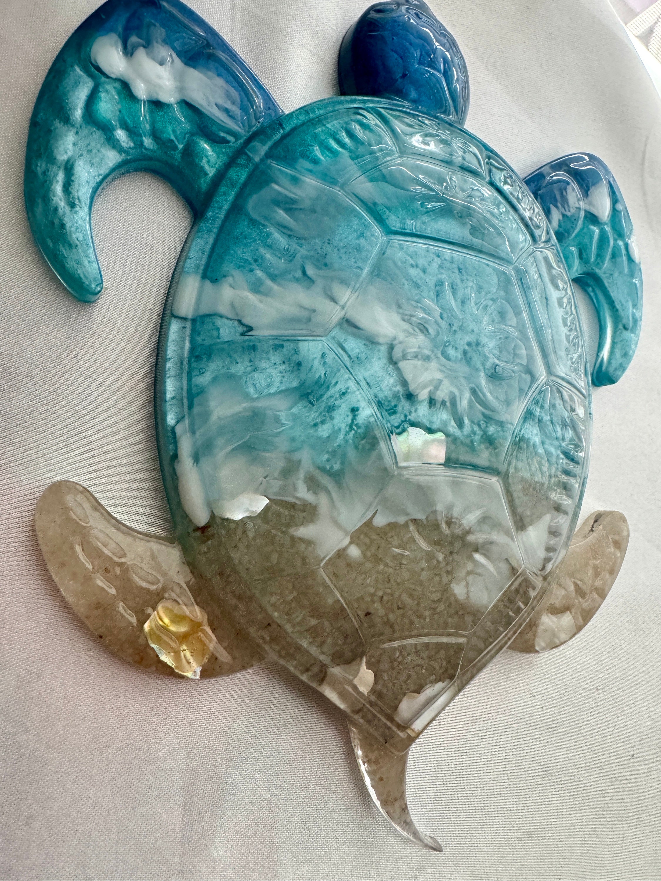 Ocean Waves Turtle, Real Sand and Shells, Coastal Decor, Beach Art ...