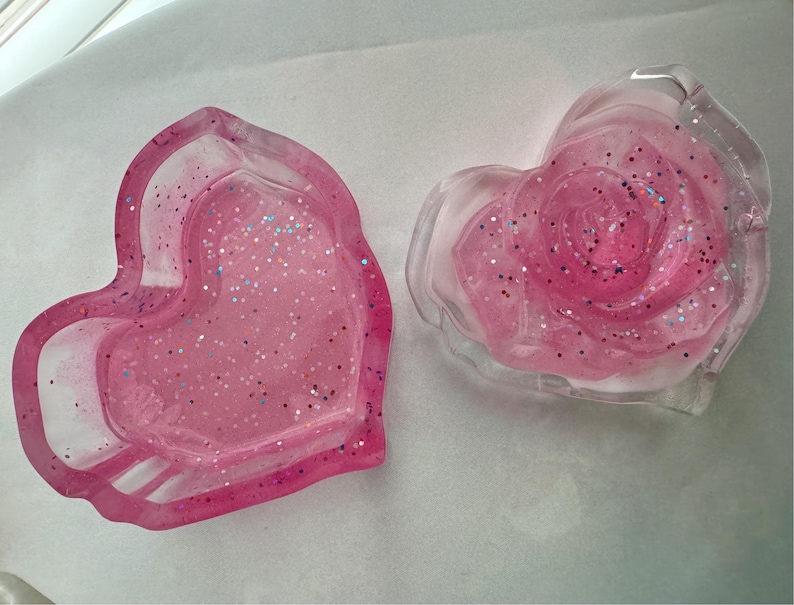 Resin Rose Heart 3D Box, Heart Box, Love Box, Pastel Heart Box, Trinket ...