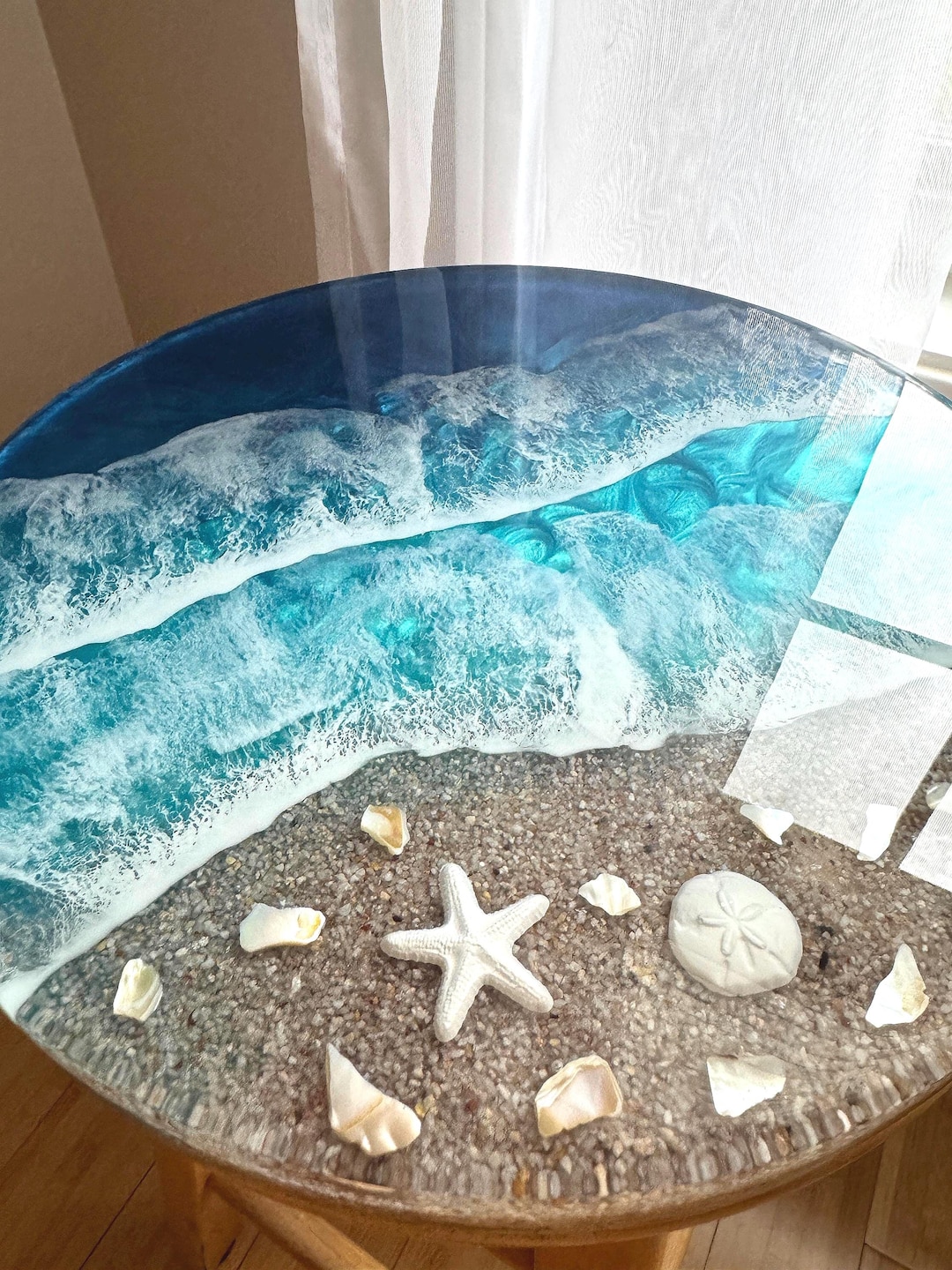 12" Ocean Waves Resin Tray, Coastal Beach Decor, Unique Table Top ...
