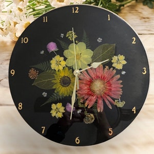 Custom Flower Clock, Custom Floral Resin Clock, Resin Clock, Real Dried ...