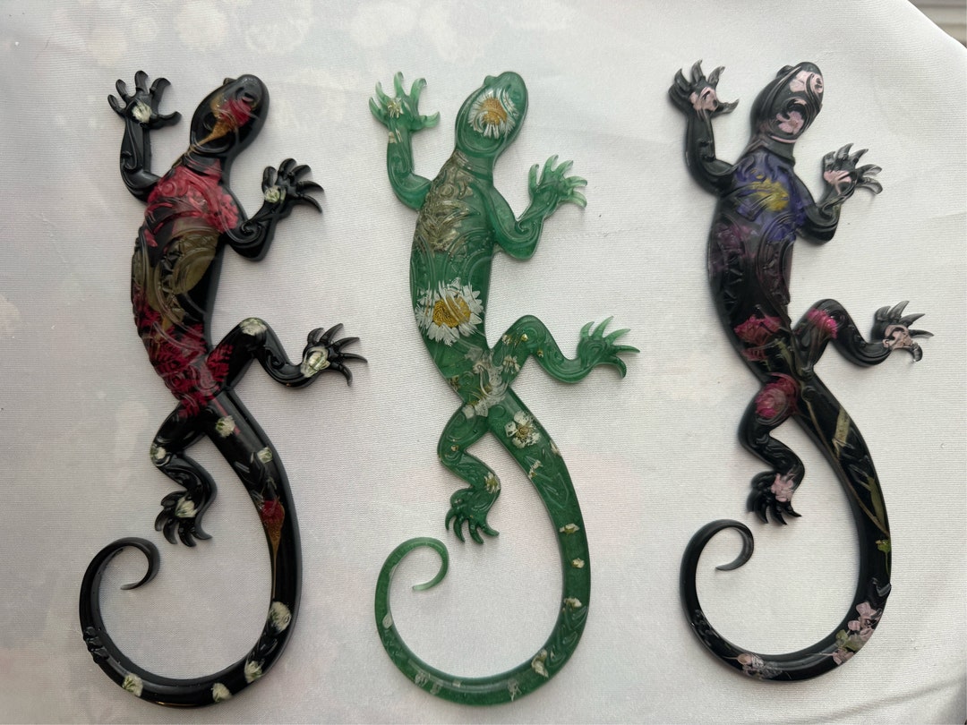 Custom Flower Lizard, Resin Lizard, Epoxy Resin Lizard Figurine, Lizard ...