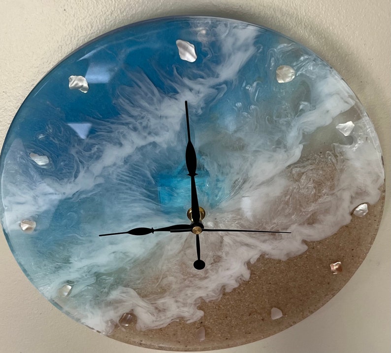 Ocean Waves Clock, Resin Art Clock, Ocean Wave Clock, Handmade 12 or 14 ...
