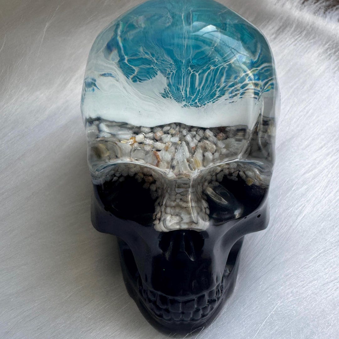 Resin Skull, Beautiful Transparent Skull, Ocean Skull, Coastal Art ...