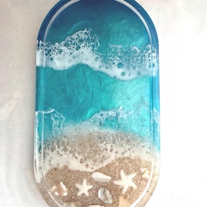 Ocean Resin Tray, Beach Resin Tray, 7 Inch Trinkets Tray, Jewelry Tray ...